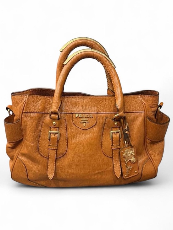 Prada | Bags | Rare Vintage Prada Vitello Daino Leather Satchel Tote ...